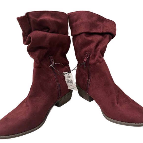 George | Shoes | George Slouch Boots In Tobacco Red Wine Wrinkled Mid ...